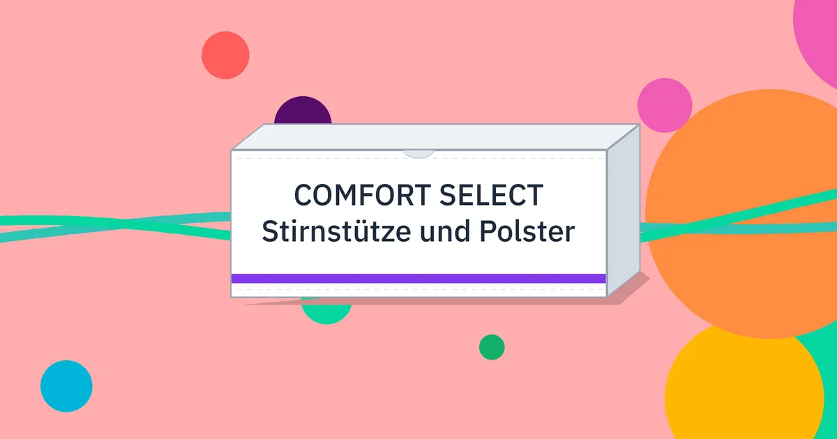 Symbolbild: Packung mit der Aufschrift COMFORT SELECT Stirnstütze und Polster (PZN 02832130) – Verfügbarkeit und Bezug in Apotheken in Frankfurt am Main