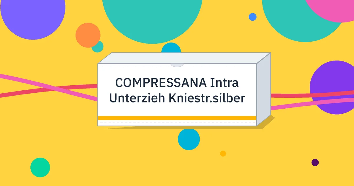 Symbolbild: Packung mit der Aufschrift COMPRESSANA Intra Unterzieh Kniestr.silber (PZN 09210905) – Verfügbarkeit und Bezug in Apotheken in Frankfurt am Main