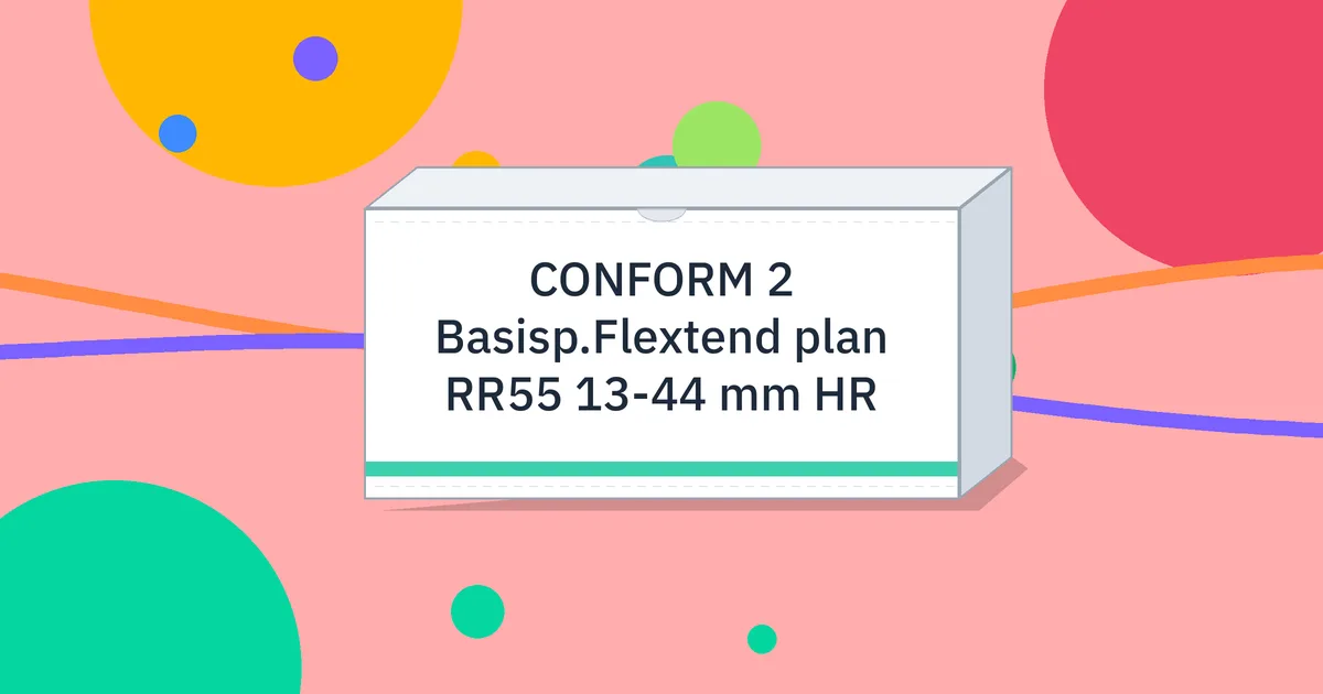 Symbolbild: Packung mit der Aufschrift CONFORM 2 Basisp.Flextend plan RR55 13-44 mm HR (PZN 10100777) – Verfügbarkeit und Bezug in Apotheken in Frankfurt am Main