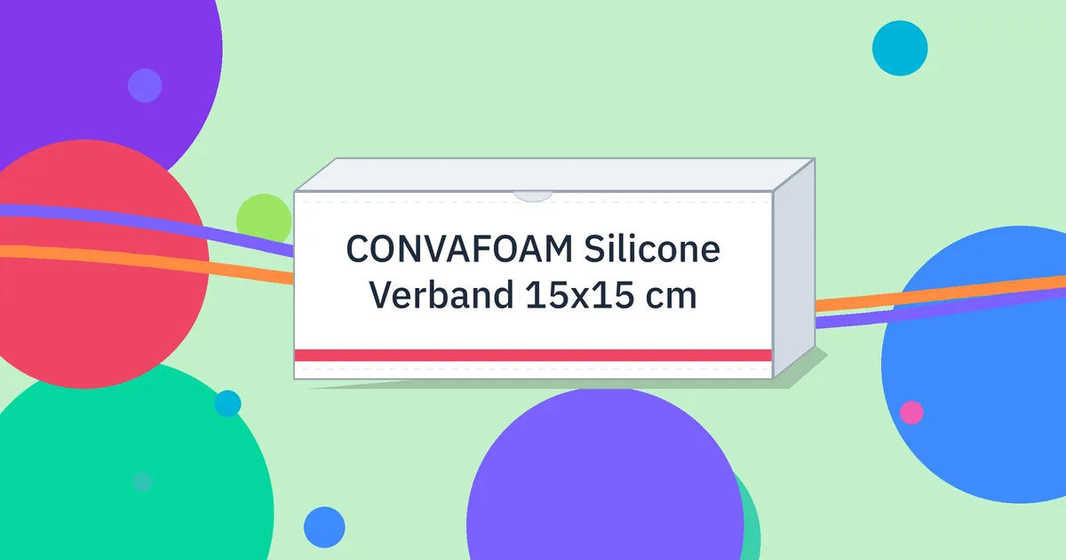Symbolbild: Packung mit der Aufschrift CONVAFOAM Silicone Verband 15x15 cm (PZN 20124023) – Verfügbarkeit und Bezug in Apotheken in Frankfurt am Main
