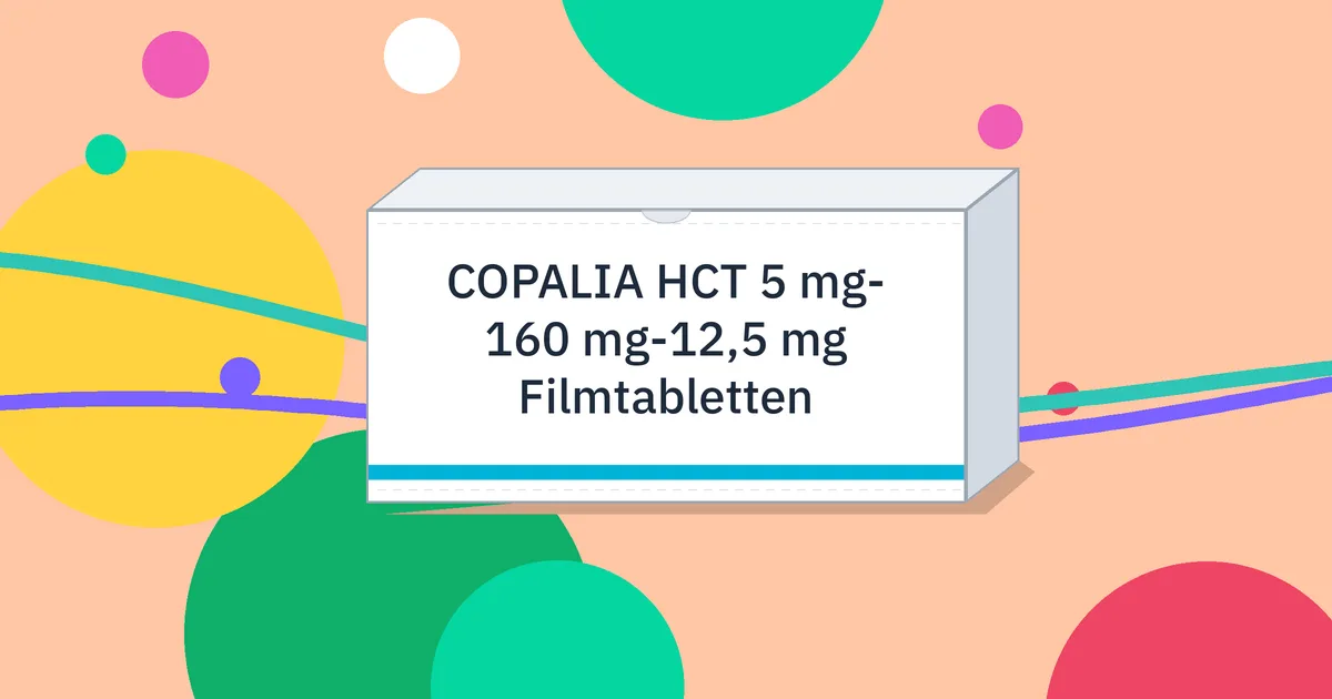 Symbolbild: Packung mit der Aufschrift COPALIA HCT 5 mg-160 mg-12,5 mg Filmtabletten (PZN 16020677) – Verfügbarkeit und Bezug in Apotheken in Frankfurt am Main