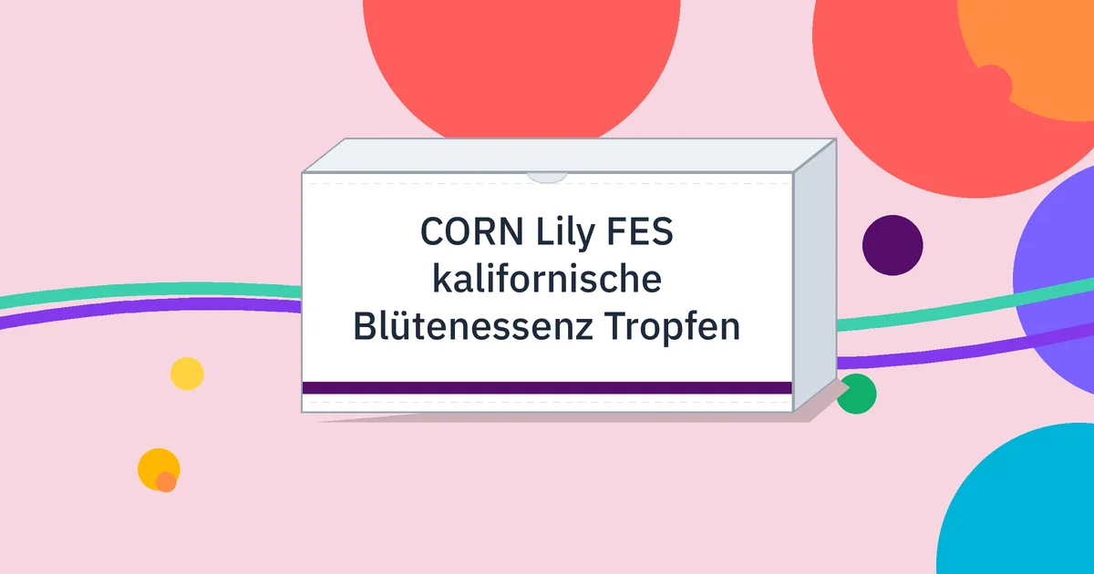 Symbolbild: Packung mit der Aufschrift CORN Lily FES kalifornische Blütenessenz Tropfen (PZN 18809682) – Verfügbarkeit und Bezug in Apotheken in Frankfurt am Main