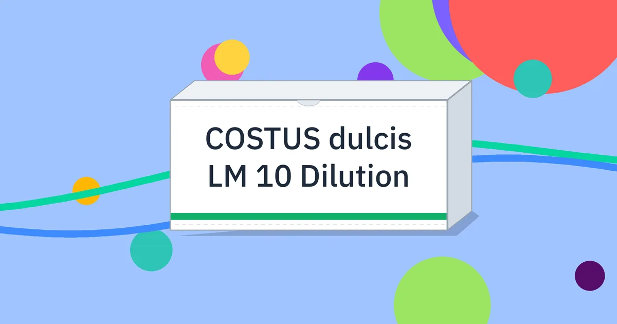 Symbolbild: Packung mit der Aufschrift COSTUS dulcis LM 10 Dilution (PZN 13454903) – Verfügbarkeit und Bezug in Apotheken in Frankfurt am Main