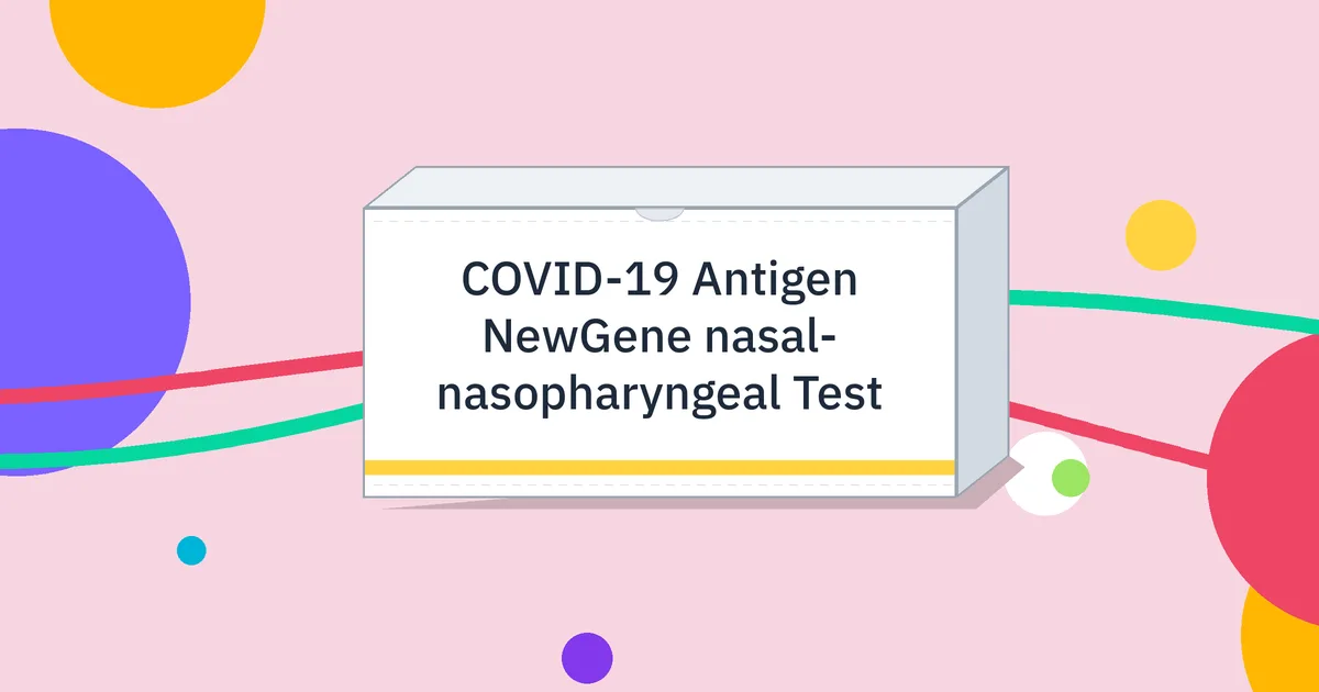 Symbolbild: Packung mit der Aufschrift COVID-19 Antigen NewGene nasal-nasopharyngeal Test (PZN 17436049) – Verfügbarkeit und Bezug in Apotheken in Frankfurt am Main
