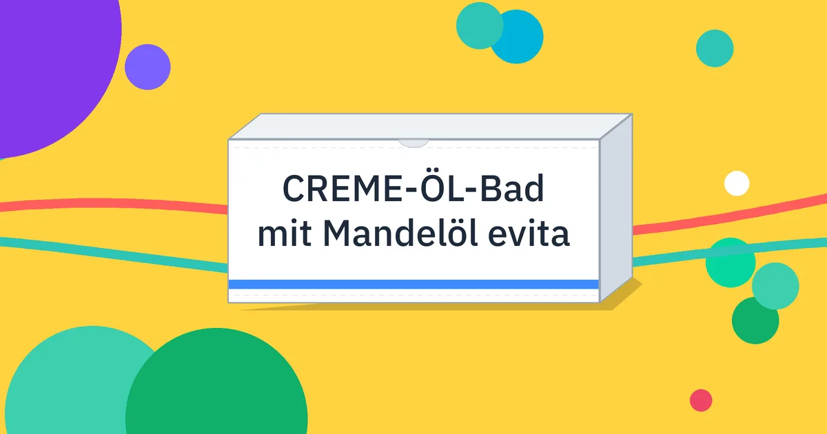Symbolbild: Packung mit der Aufschrift CREME-ÖL-Bad mit Mandelöl evita (PZN 13972696) – Verfügbarkeit und Bezug in Apotheken in Frankfurt am Main
