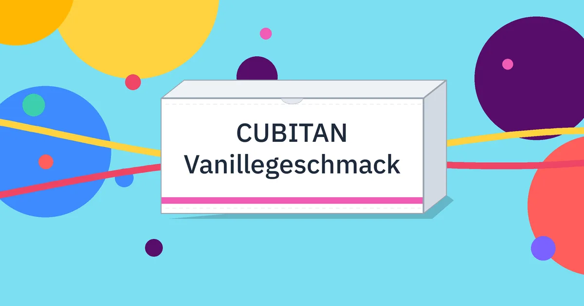 Symbolbild: Packung mit der Aufschrift CUBITAN Vanillegeschmack (PZN 06101423) – Verfügbarkeit und Bezug in Apotheken in Frankfurt am Main