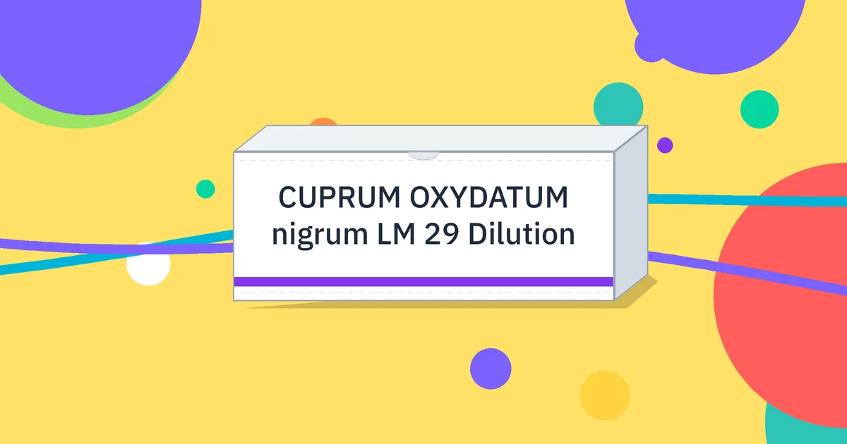 Symbolbild: Packung mit der Aufschrift CUPRUM OXYDATUM nigrum LM 29 Dilution (PZN 13458870) – Verfügbarkeit und Bezug in Apotheken in Frankfurt am Main