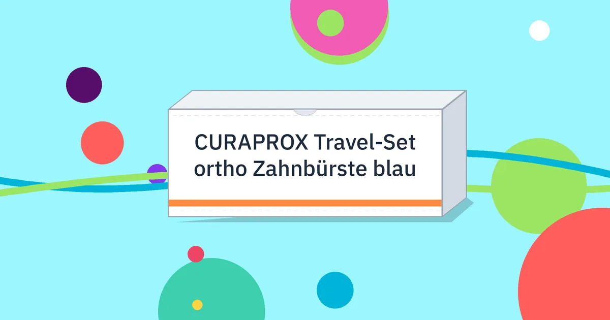 Symbolbild: Packung mit der Aufschrift CURAPROX Travel-Set ortho Zahnbürste blau (PZN 19156710) – Verfügbarkeit und Bezug in Apotheken in Frankfurt am Main
