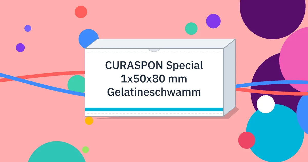 Symbolbild: Packung mit der Aufschrift CURASPON Special 1x50x80 mm Gelatineschwamm (PZN 16210171) – Verfügbarkeit und Bezug in Apotheken in Frankfurt am Main
