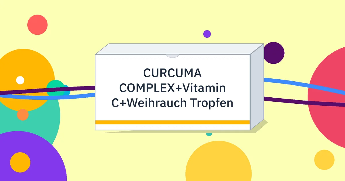 Symbolbild: Packung mit der Aufschrift CURCUMA COMPLEX+Vitamin C+Weihrauch Tropfen (PZN 19742744) – Verfügbarkeit und Bezug in Apotheken in Frankfurt am Main