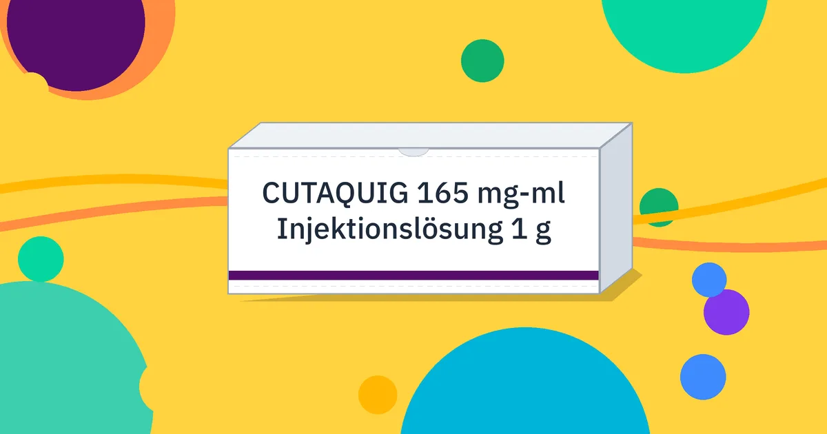 Symbolbild: Packung mit der Aufschrift CUTAQUIG 165 mg-ml Injektionslösung 1 g (PZN 15821470) – Verfügbarkeit und Bezug in Apotheken in Frankfurt am Main