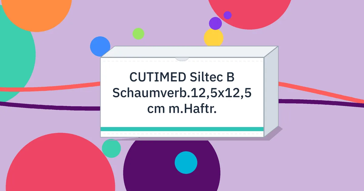 Symbolbild: Packung mit der Aufschrift CUTIMED Siltec B Schaumverb.12,5x12,5 cm m.Haftr. (PZN 16595627) – Verfügbarkeit und Bezug in Apotheken in Frankfurt am Main