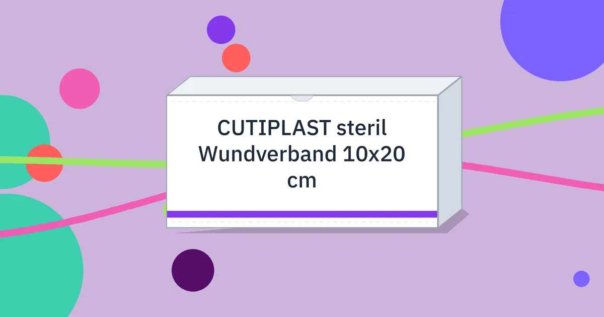 Symbolbild: Packung mit der Aufschrift CUTIPLAST steril Wundverband 10x20 cm (PZN 18034643) – Verfügbarkeit und Bezug in Apotheken in Frankfurt am Main