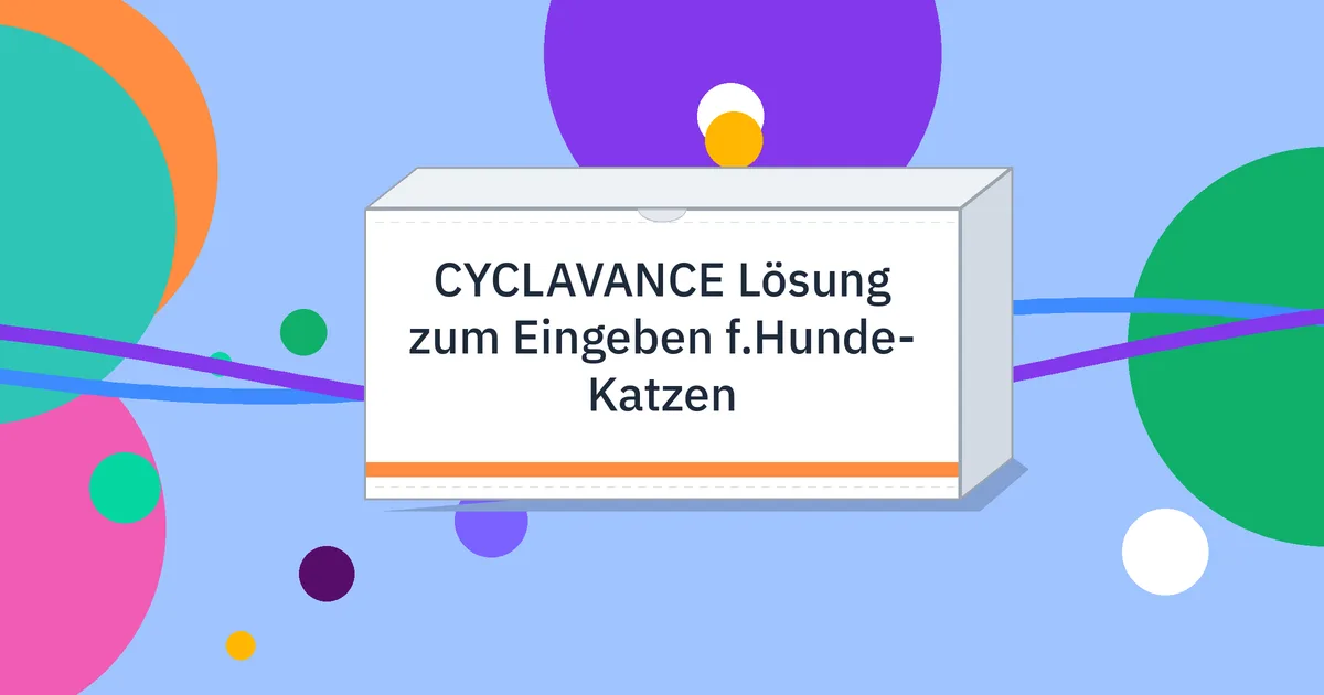Symbolbild: Packung mit der Aufschrift CYCLAVANCE Lösung zum Eingeben f.Hunde-Katzen (PZN 11149567) – Verfügbarkeit und Bezug in Apotheken in Frankfurt am Main
