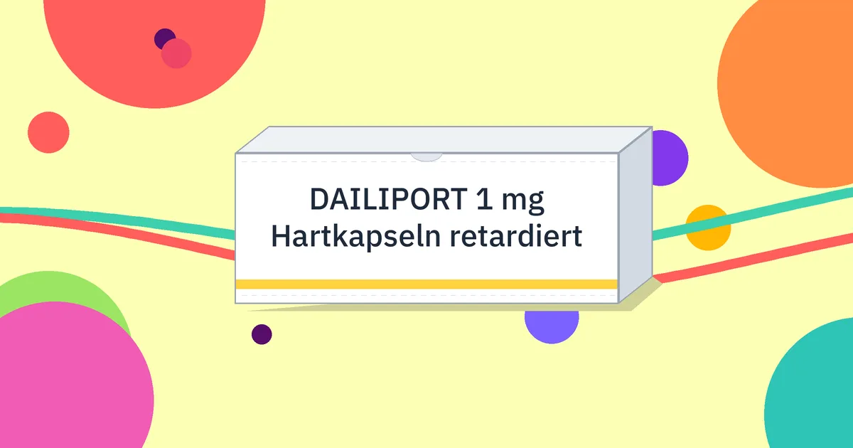 Symbolbild: Packung mit der Aufschrift DAILIPORT 1 mg Hartkapseln retardiert (PZN 16228857) – Verfügbarkeit und Bezug in Apotheken in Frankfurt am Main