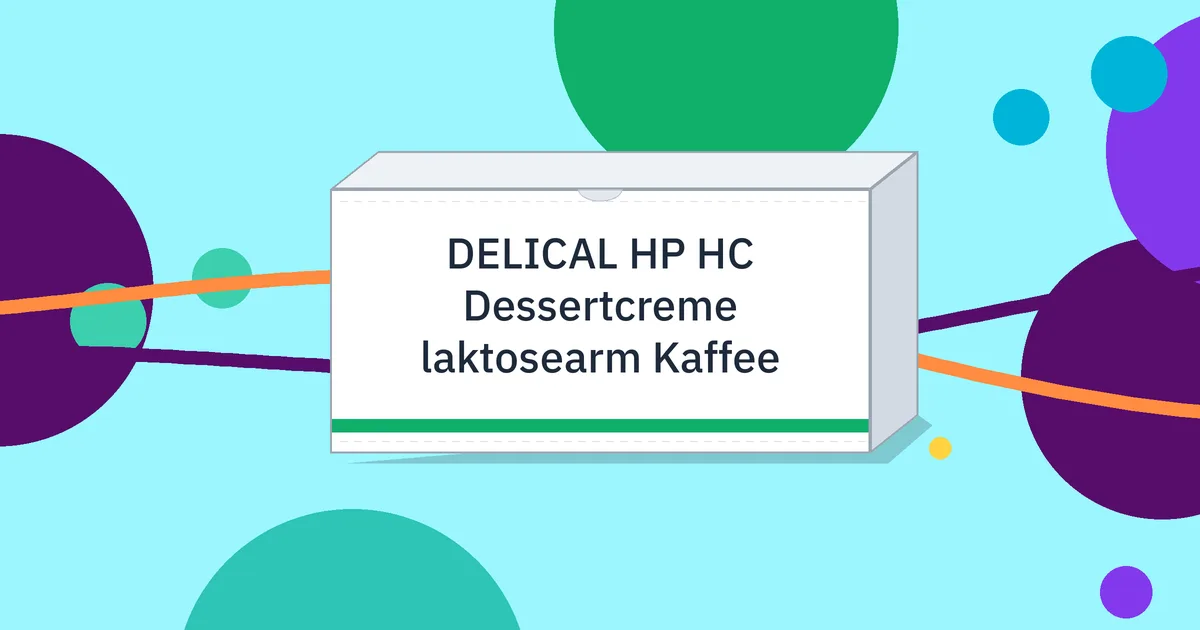 Symbolbild: Packung mit der Aufschrift DELICAL HP HC Dessertcreme laktosearm Kaffee (PZN 16611013) – Verfügbarkeit und Bezug in Apotheken in Frankfurt am Main
