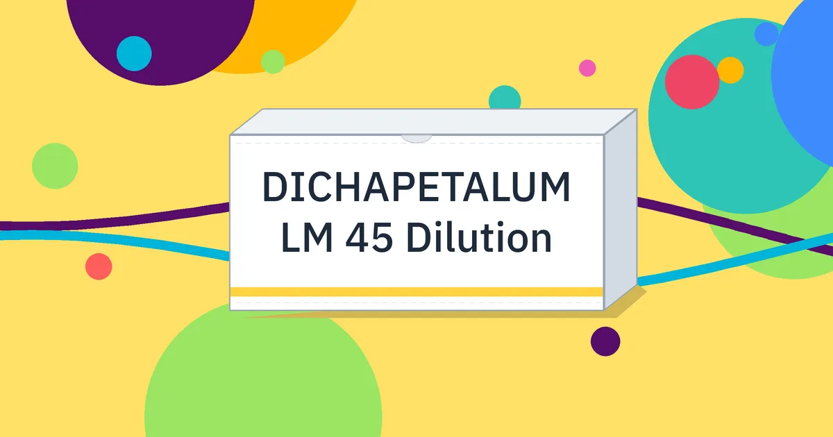 Symbolbild: Packung mit der Aufschrift DICHAPETALUM LM 45 Dilution (PZN 13464474) – Verfügbarkeit und Bezug in Apotheken in Frankfurt am Main