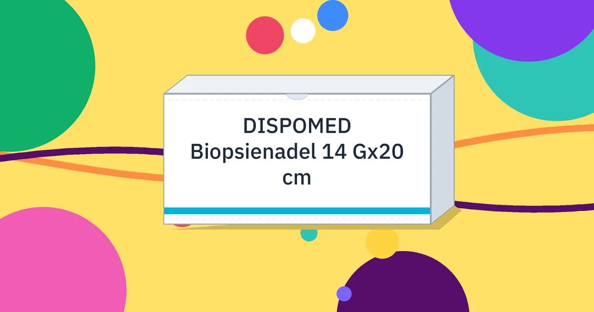 Symbolbild: Packung mit der Aufschrift DISPOMED Biopsienadel 14 Gx20 cm (PZN 08495142) – Verfügbarkeit und Bezug in Apotheken in Frankfurt am Main