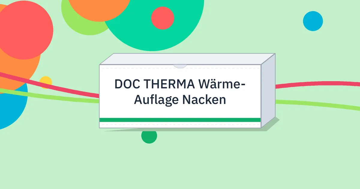 Symbolbild: Packung mit der Aufschrift DOC THERMA Wärme-Auflage Nacken (PZN 18017159) – Verfügbarkeit und Bezug in Apotheken in Frankfurt am Main