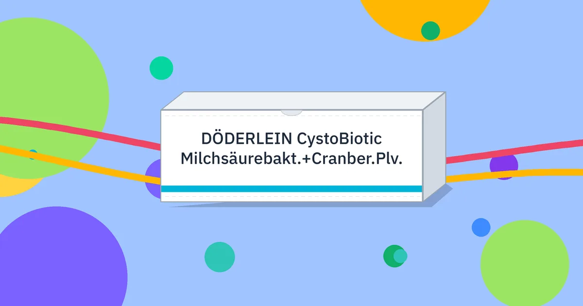Symbolbild: Packung mit der Aufschrift DÖDERLEIN CystoBiotic Milchsäurebakt.+Cranber.Plv. (PZN 19404616) – Verfügbarkeit und Bezug in Apotheken in Frankfurt am Main