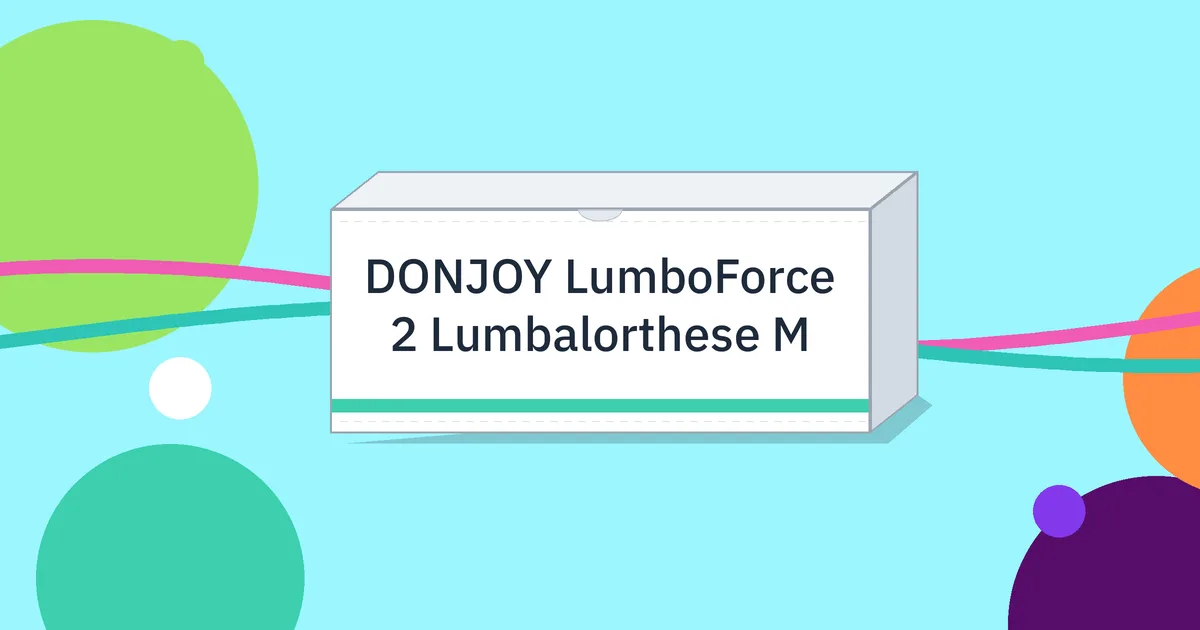 Symbolbild: Packung mit der Aufschrift DONJOY LumboForce 2 Lumbalorthese M (PZN 19377842) – Verfügbarkeit und Bezug in Apotheken in Frankfurt am Main