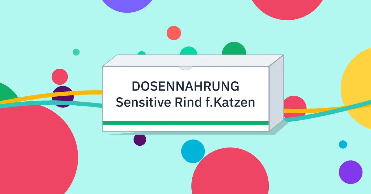 Symbolbild: Packung mit der Aufschrift DOSENNAHRUNG Sensitive Rind f.Katzen (PZN 05742255) – Verfügbarkeit und Bezug in Apotheken in Frankfurt am Main