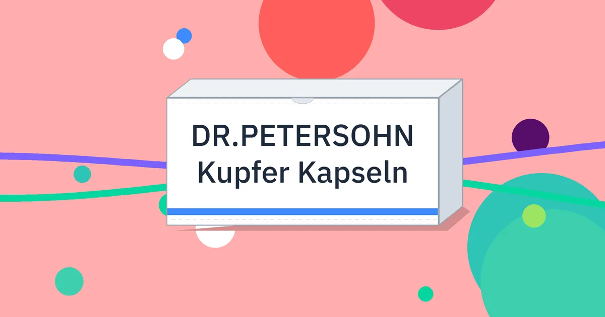 Symbolbild: Packung mit der Aufschrift DR.PETERSOHN Kupfer Kapseln (PZN 20302743) – Verfügbarkeit und Bezug in Apotheken in Frankfurt am Main