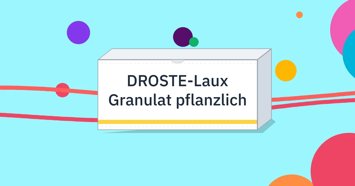 Symbolbild: Packung mit der Aufschrift DROSTE-Laux Granulat pflanzlich (PZN 01898658) – Verfügbarkeit und Bezug in Apotheken in Frankfurt am Main