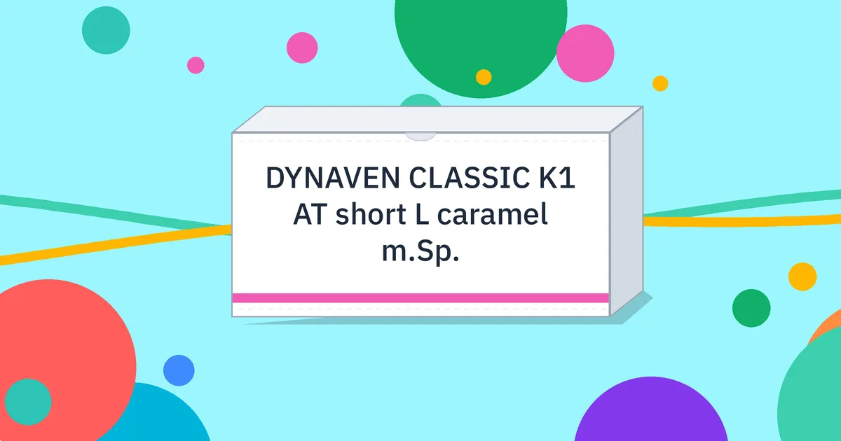 Symbolbild: Packung mit der Aufschrift DYNAVEN CLASSIC K1 AT short L caramel m.Sp. (PZN 18416391) – Verfügbarkeit und Bezug in Apotheken in Frankfurt am Main