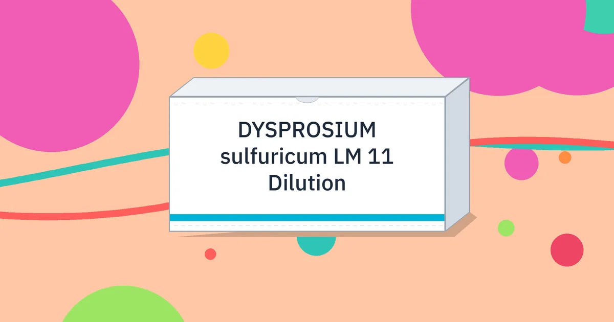 Symbolbild: Packung mit der Aufschrift DYSPROSIUM sulfuricum LM 11 Dilution (PZN 13467923) – Verfügbarkeit und Bezug in Apotheken in Frankfurt am Main