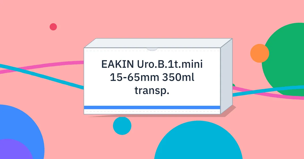 Symbolbild: Packung mit der Aufschrift EAKIN Uro.B.1t.mini 15-65mm 350ml transp. (PZN 09642740) – Verfügbarkeit und Bezug in Apotheken in Frankfurt am Main