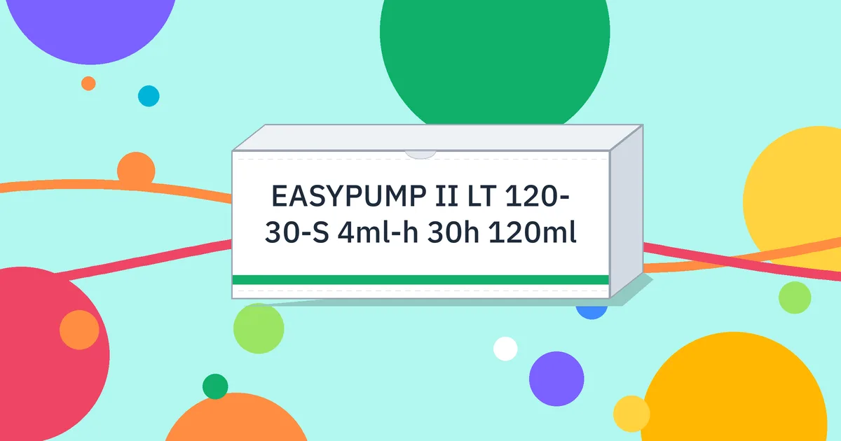 Symbolbild: Packung mit der Aufschrift EASYPUMP II LT 120-30-S 4ml-h 30h 120ml (PZN 09390793) – Verfügbarkeit und Bezug in Apotheken in Frankfurt am Main