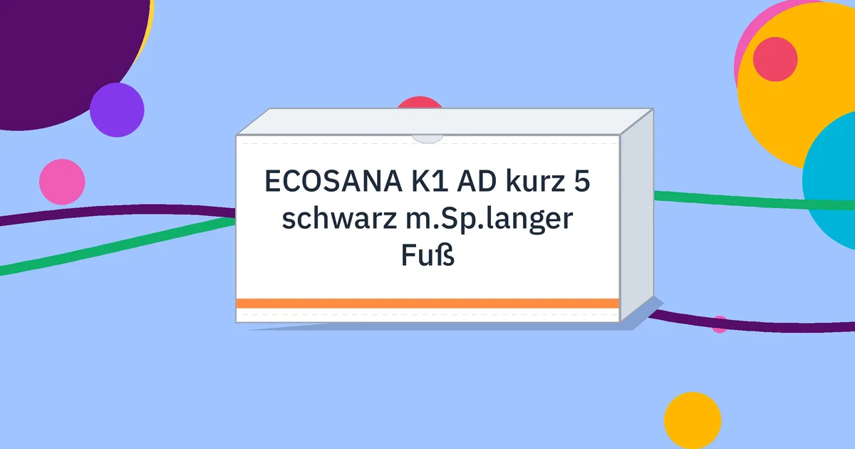 Symbolbild: Packung mit der Aufschrift ECOSANA K1 AD kurz 5 schwarz m.Sp.langer Fuß (PZN 04725036) – Verfügbarkeit und Bezug in Apotheken in Frankfurt am Main