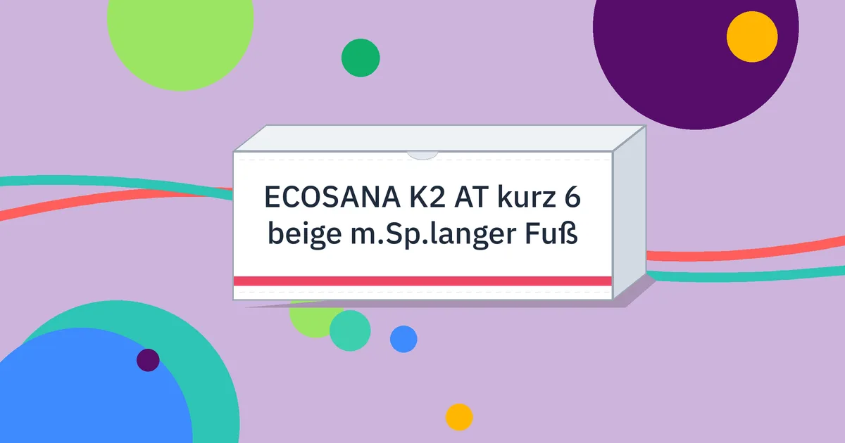 Symbolbild: Packung mit der Aufschrift ECOSANA K2 AT kurz 6 beige m.Sp.langer Fuß (PZN 10954479) – Verfügbarkeit und Bezug in Apotheken in Frankfurt am Main