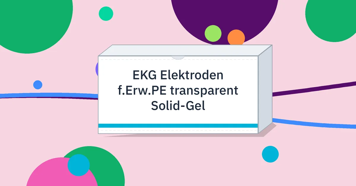 Symbolbild: Packung mit der Aufschrift EKG Elektroden f.Erw.PE transparent Solid-Gel (PZN 20516527) – Verfügbarkeit und Bezug in Apotheken in Frankfurt am Main
