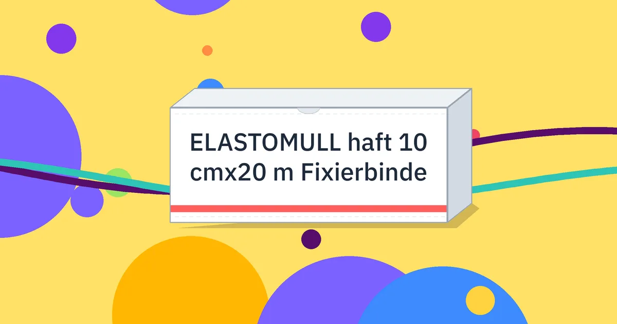 Symbolbild: Packung mit der Aufschrift ELASTOMULL haft 10 cmx20 m Fixierbinde (PZN 17434122) – Verfügbarkeit und Bezug in Apotheken in Frankfurt am Main