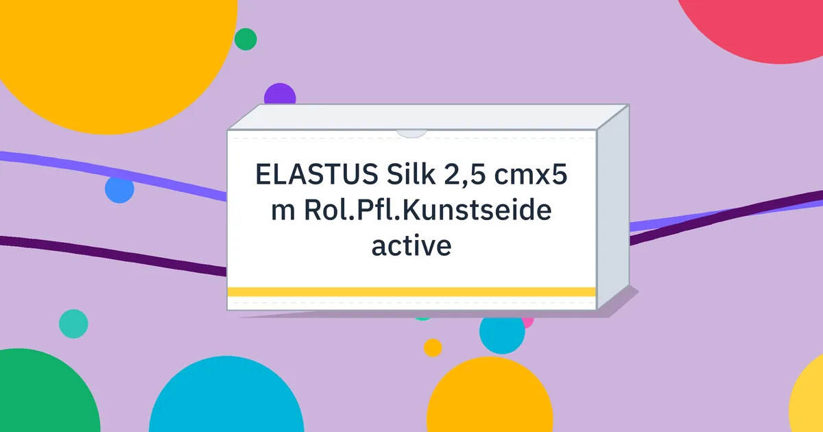 Symbolbild: Packung mit der Aufschrift ELASTUS Silk 2,5 cmx5 m Rol.Pfl.Kunstseide active (PZN 01312428) – Verfügbarkeit und Bezug in Apotheken in Frankfurt am Main