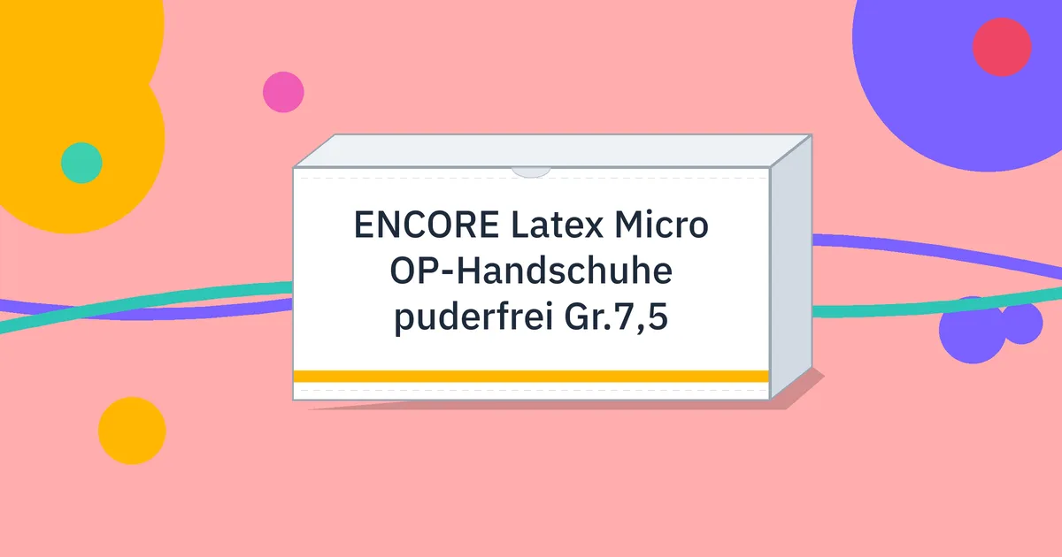 Symbolbild: Packung mit der Aufschrift ENCORE Latex Micro OP-Handschuhe puderfrei Gr.7,5 (PZN 13164128) – Verfügbarkeit und Bezug in Apotheken in Frankfurt am Main
