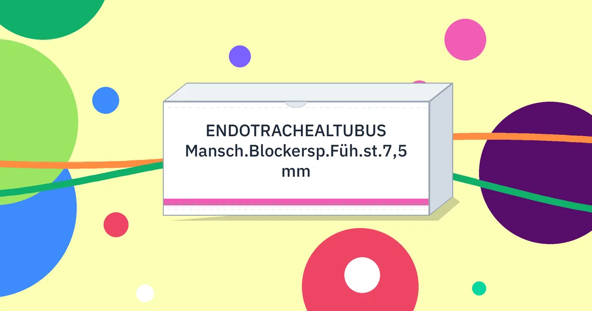 Symbolbild: Packung mit der Aufschrift ENDOTRACHEALTUBUS Mansch.Blockersp.Füh.st.7,5 mm (PZN 08887244) – Verfügbarkeit und Bezug in Apotheken in Frankfurt am Main