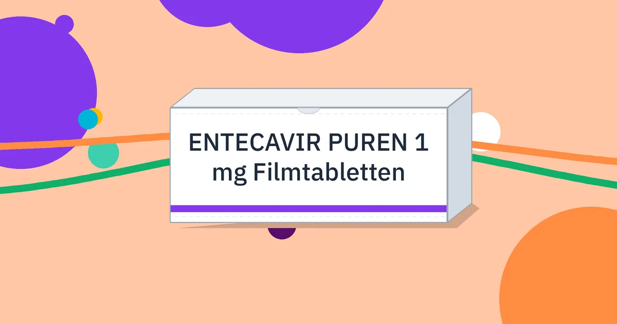 Symbolbild: Packung mit der Aufschrift ENTECAVIR PUREN 1 mg Filmtabletten (PZN 12482257) – Verfügbarkeit und Bezug in Apotheken in Frankfurt am Main