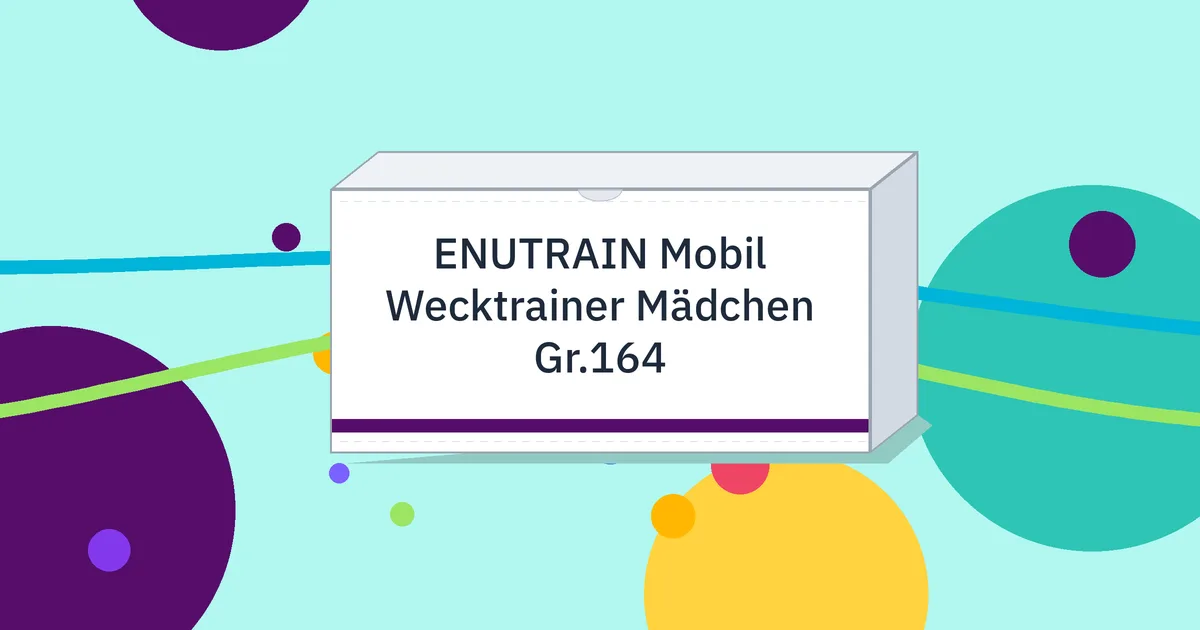 Symbolbild: Packung mit der Aufschrift ENUTRAIN Mobil Wecktrainer Mädchen Gr.164 (PZN 09200775) – Verfügbarkeit und Bezug in Apotheken in Frankfurt am Main