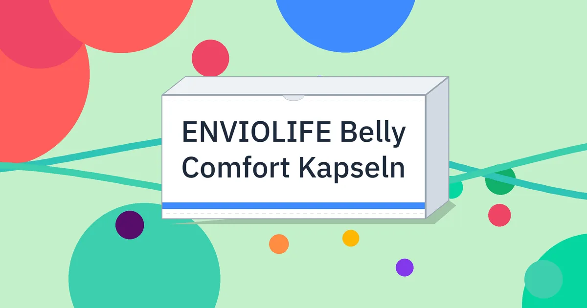 Symbolbild: Packung mit der Aufschrift ENVIOLIFE Belly Comfort Kapseln (PZN 18721728) – Verfügbarkeit und Bezug in Apotheken in Frankfurt am Main