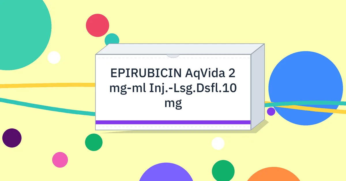 Symbolbild: Packung mit der Aufschrift EPIRUBICIN AqVida 2 mg-ml Inj.-Lsg.Dsfl.10 mg (PZN 18598446) – Verfügbarkeit und Bezug in Apotheken in Frankfurt am Main