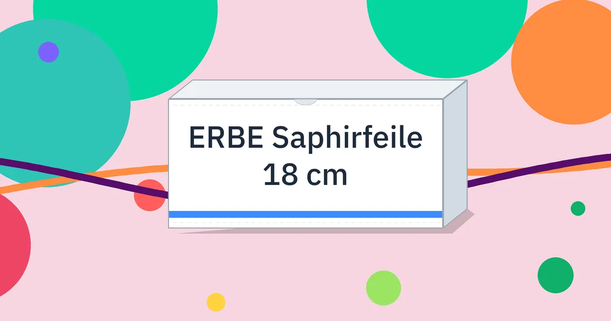 Symbolbild: Packung mit der Aufschrift ERBE Saphirfeile 18 cm (PZN 02694828) – Verfügbarkeit und Bezug in Apotheken in Frankfurt am Main