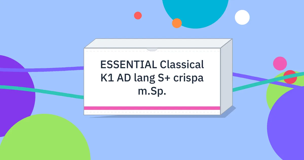 Symbolbild: Packung mit der Aufschrift ESSENTIAL Classical K1 AD lang S+ crispa m.Sp. (PZN 17000180) – Verfügbarkeit und Bezug in Apotheken in Frankfurt am Main