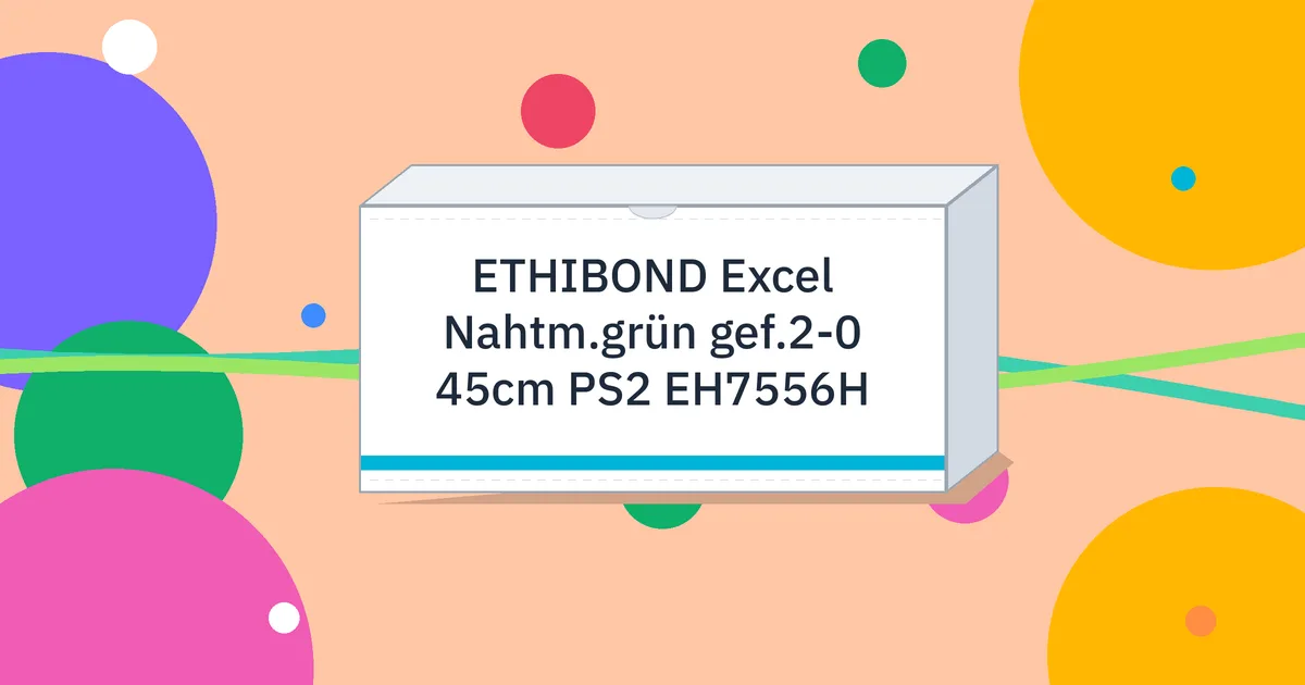 Symbolbild: Packung mit der Aufschrift ETHIBOND Excel Nahtm.grün gef.2-0 45cm PS2 EH7556H (PZN 16393154) – Verfügbarkeit und Bezug in Apotheken in Frankfurt am Main