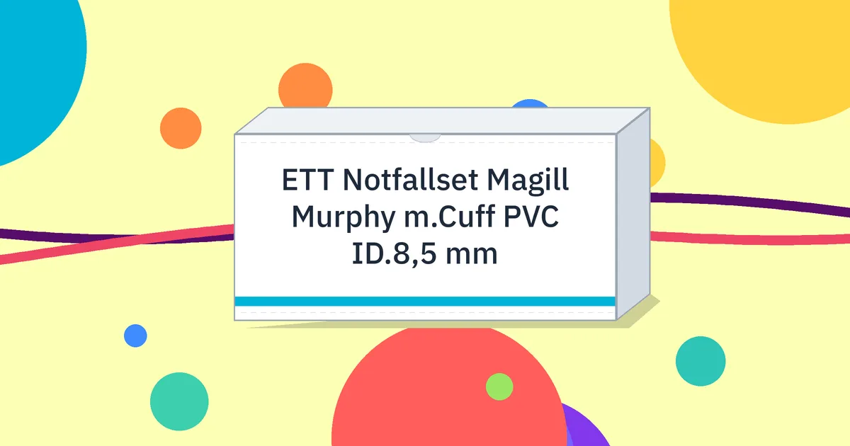 Symbolbild: Packung mit der Aufschrift ETT Notfallset Magill Murphy m.Cuff PVC ID.8,5 mm (PZN 19120936) – Verfügbarkeit und Bezug in Apotheken in Frankfurt am Main