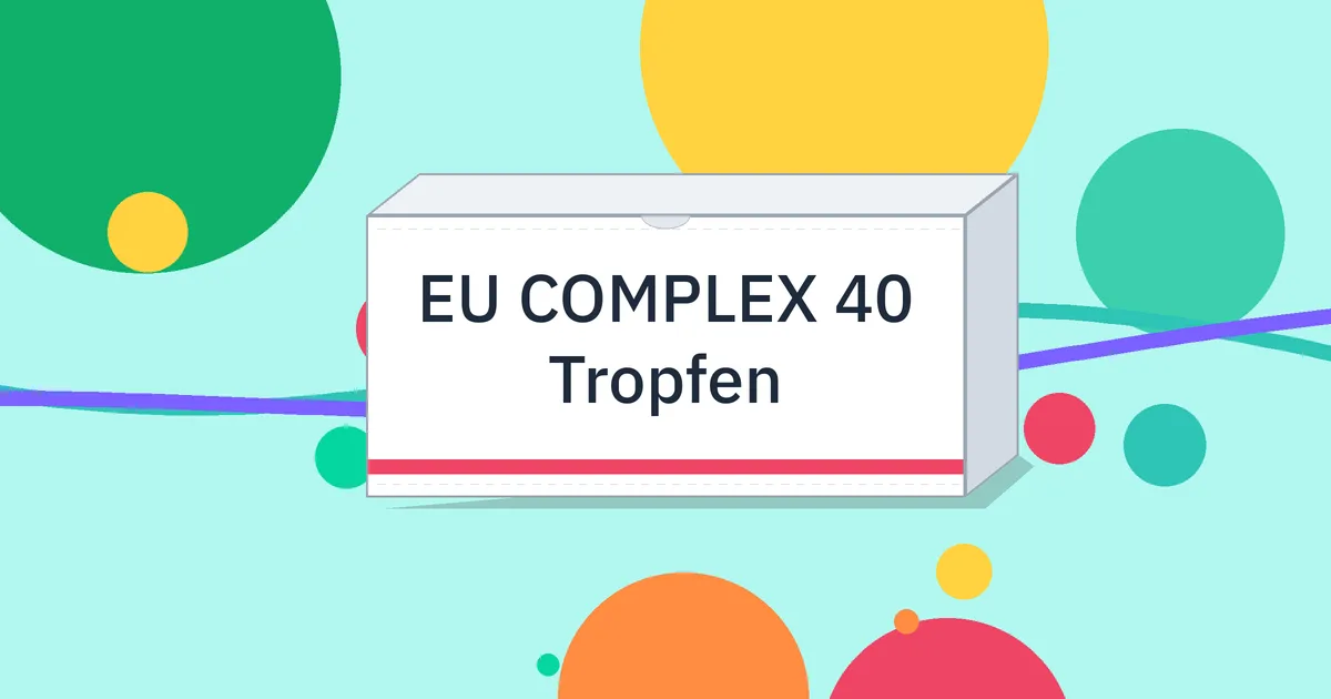 Symbolbild: Packung mit der Aufschrift EU COMPLEX 40 Tropfen (PZN 17873324) – Verfügbarkeit und Bezug in Apotheken in Frankfurt am Main