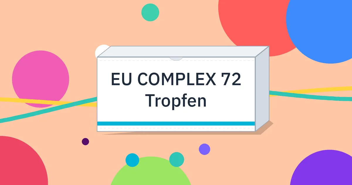 Symbolbild: Packung mit der Aufschrift EU COMPLEX 72 Tropfen (PZN 18351289) – Verfügbarkeit und Bezug in Apotheken in Frankfurt am Main