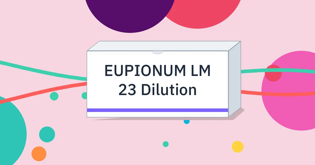 Symbolbild: Packung mit der Aufschrift EUPIONUM LM 23 Dilution (PZN 13483810) – Verfügbarkeit und Bezug in Apotheken in Frankfurt am Main